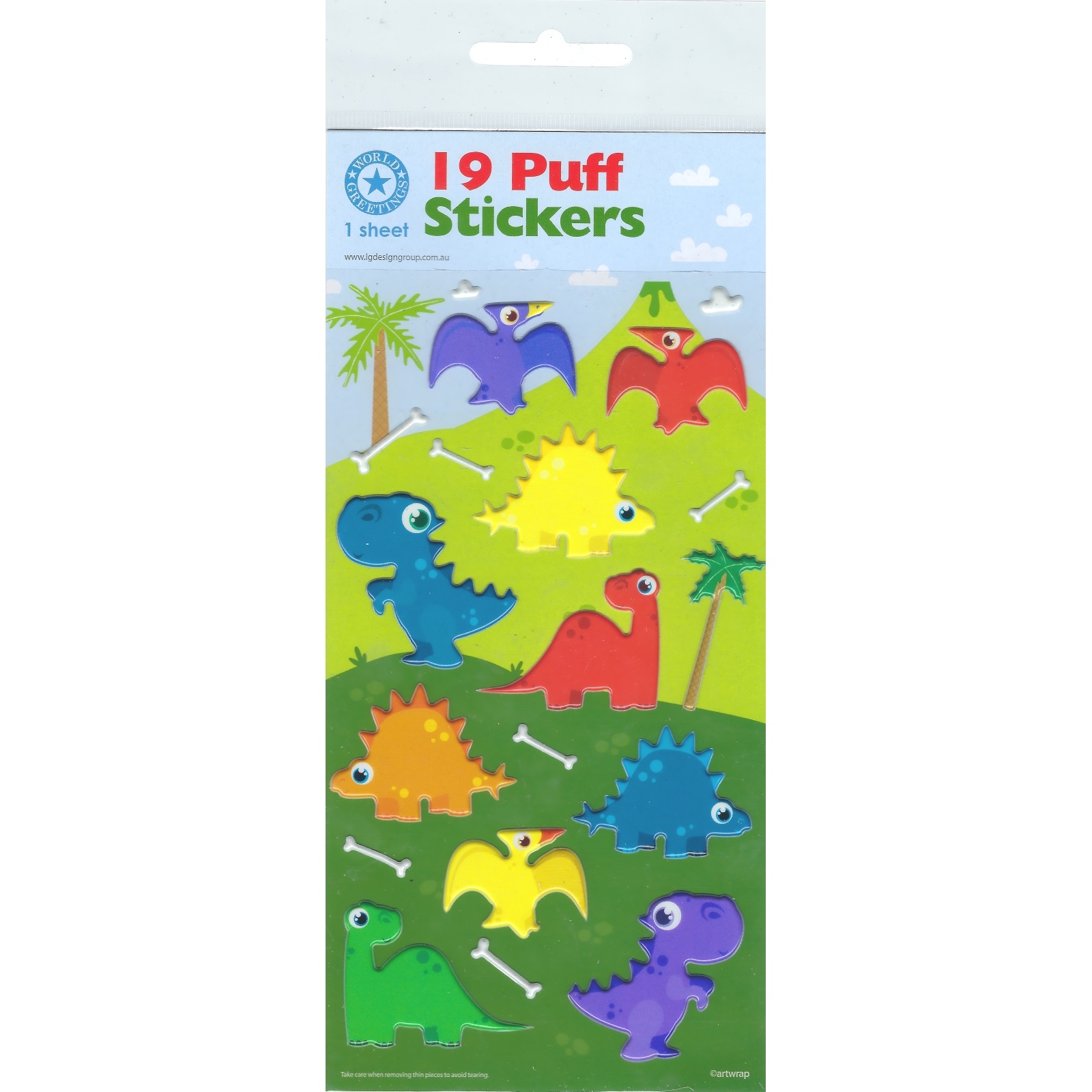 Dinosaur Puffy Stickers (1 Sheet) - Discount Party Supplies
