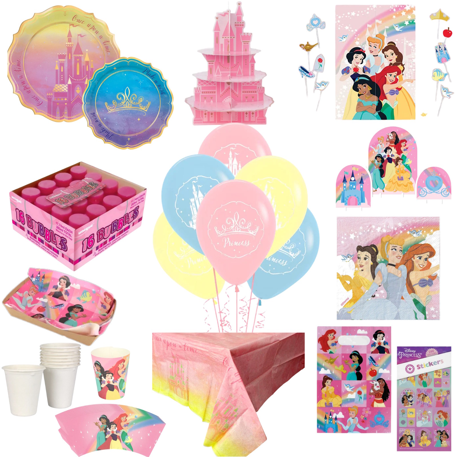Disney Princess Mega Party Set for 8 Guests - Discount Party Supplies