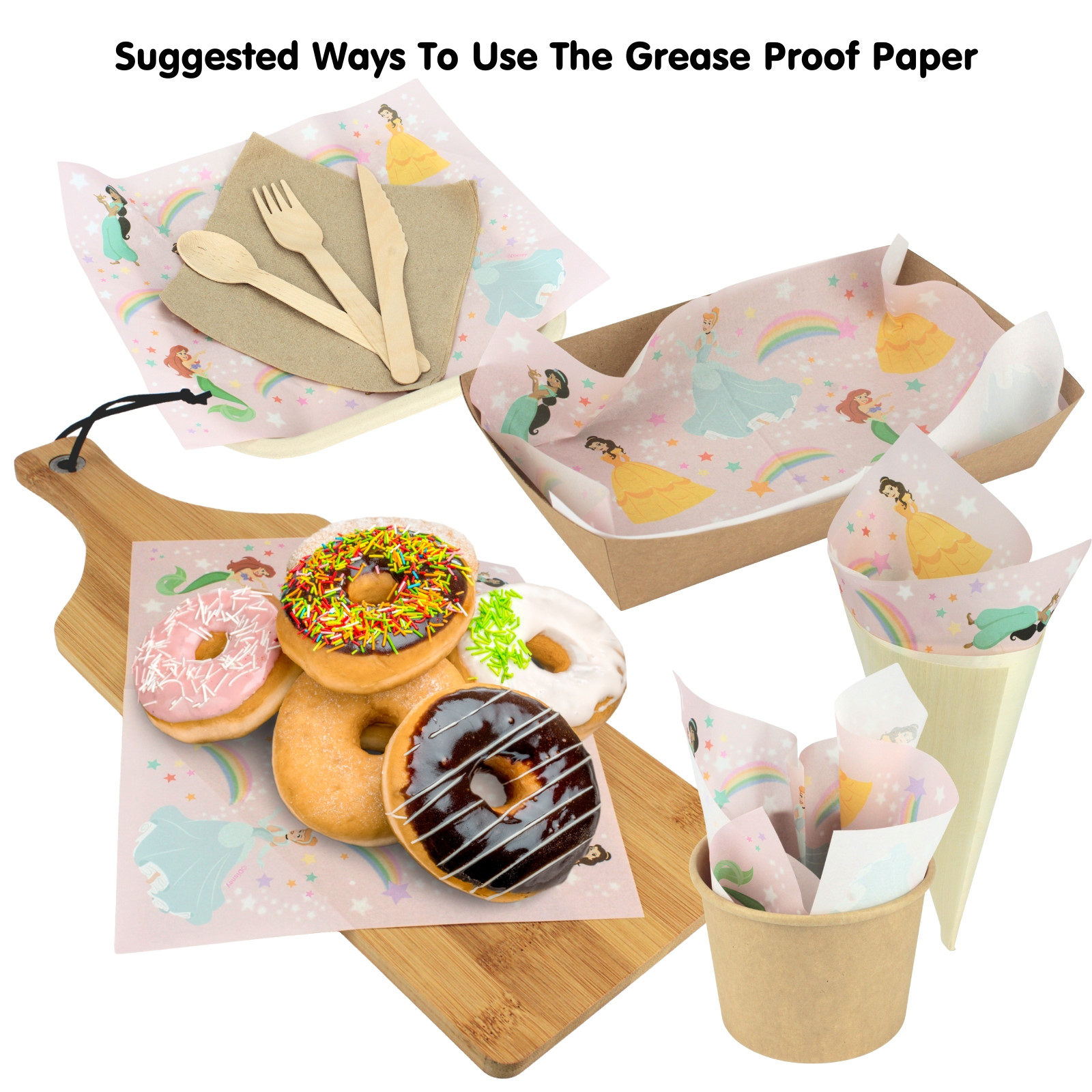 Disney Princess Grease Proof Paper Plate / Tray Liners (8 Sheets ...
