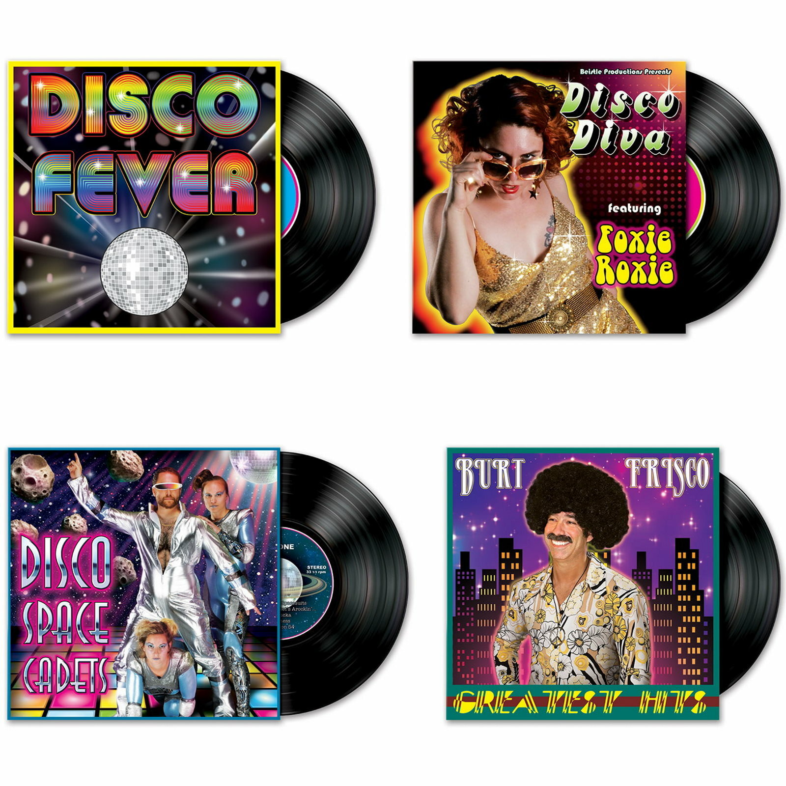 Disco Album Cutout Decorations (Pack of 4) - Discount Party Supplies