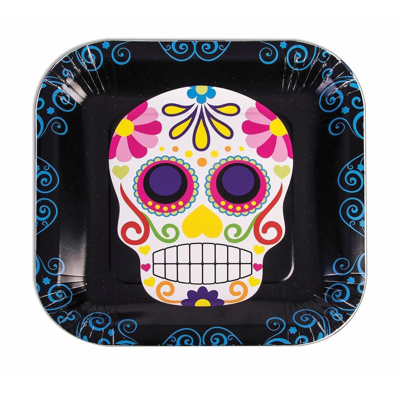 Day of the Dead Square 9in Plates Pack of 8 - Discount Party Supplies