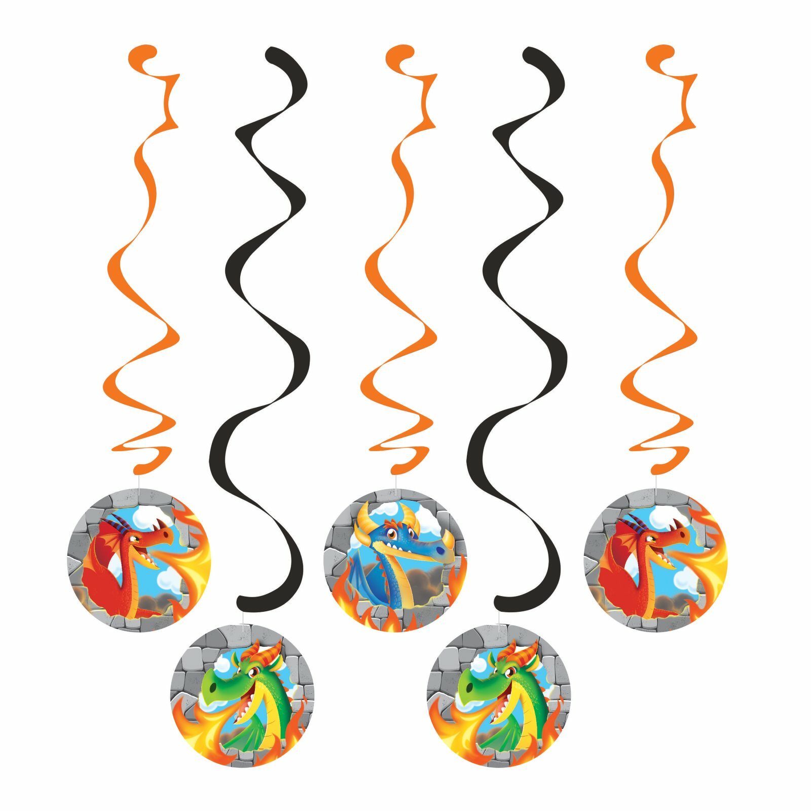 Dragons Dangling Decorations (Pack of 5) - Discount Party Supplies
