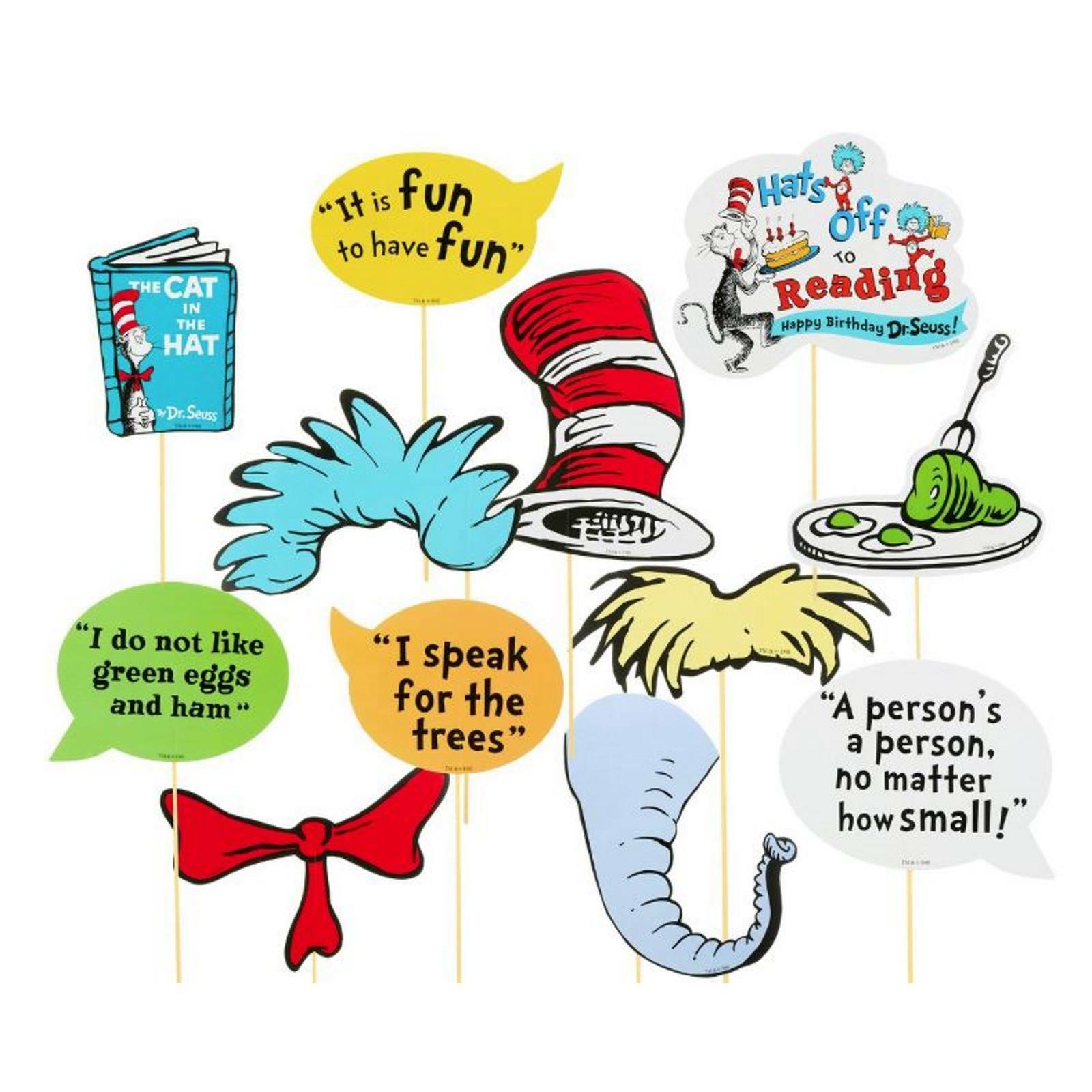 Dr Seuss Photo Booth Props (Pack of 13) | Dr Seuss | Boys and Girls ...