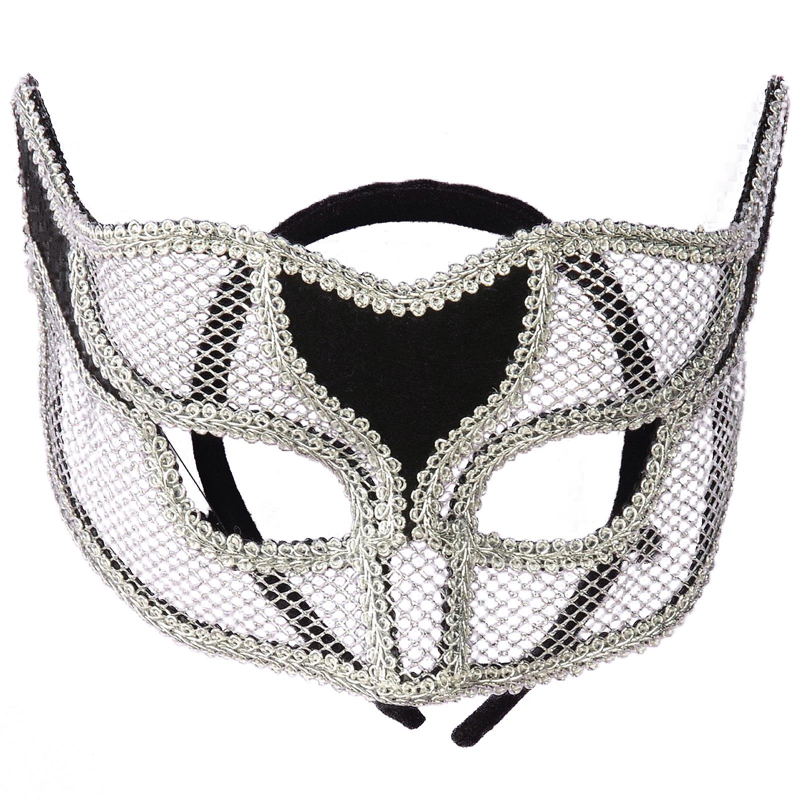 Masquerade Silver Netted Adult Mask - Discount Party Supplies
