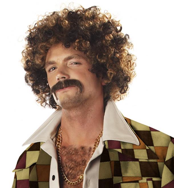 Disco Dirtbag Adult Wig & Moustache - Discount Party Supplies