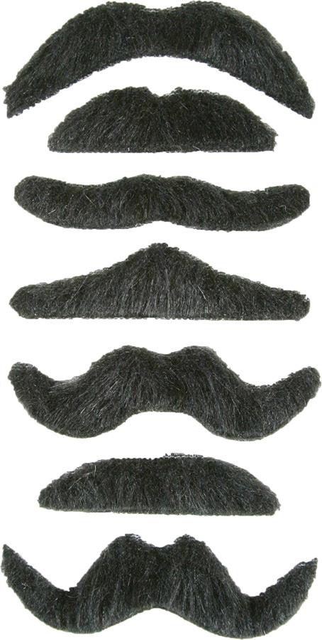 Multi Black Mustache Pack of 7 Adult Costume Accessory - Discount Party ...