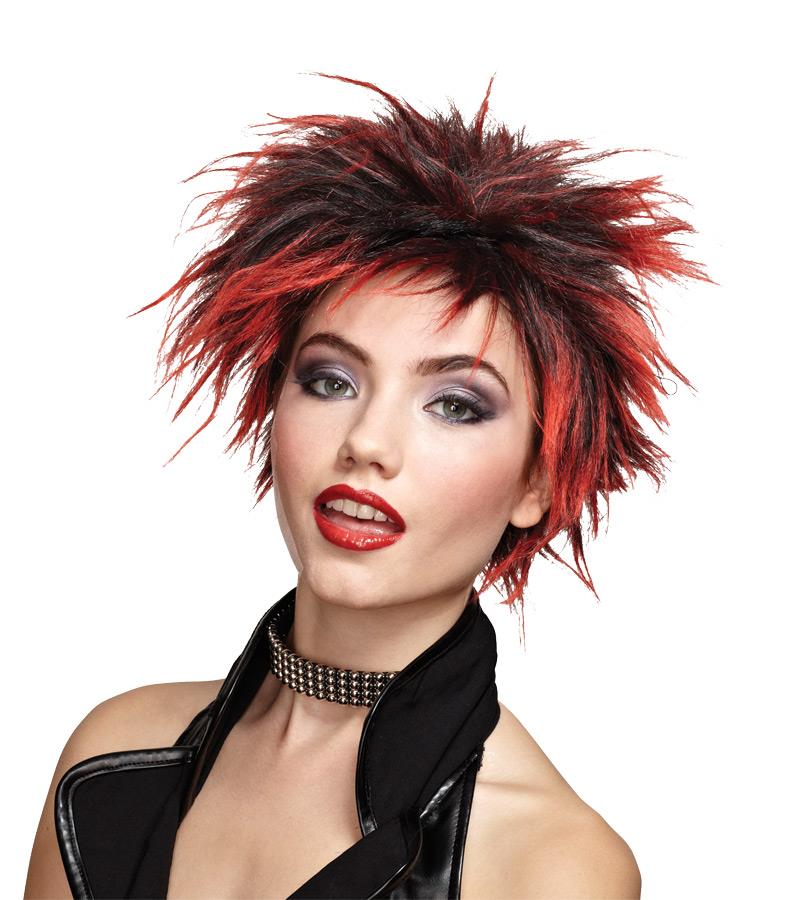 Punk Rock Chick Spiked Red Adult Wig - Discount Party Supplies