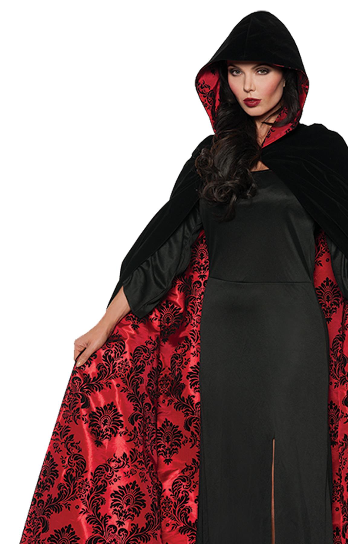 Velvet Satin Red Black Adult Cape - Discount Party Supplies