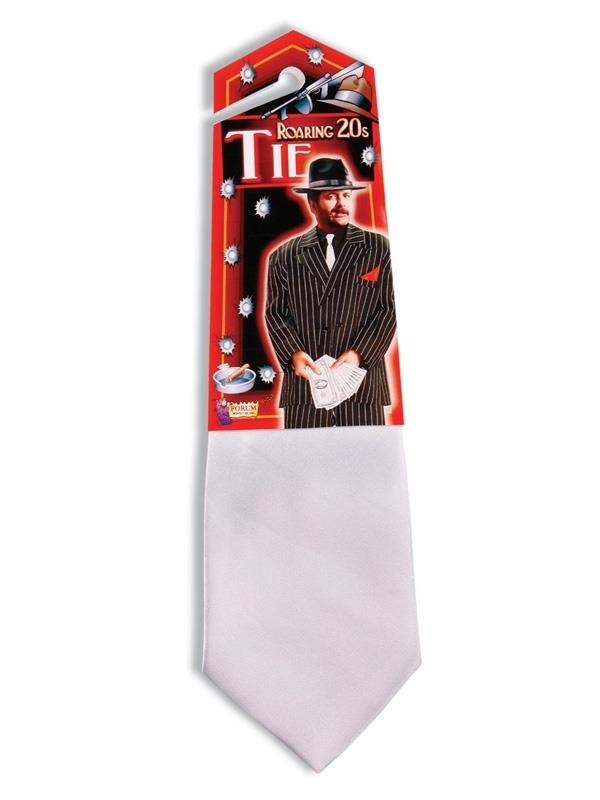 White Gangster Tie Adult Costume Accessory - Discount Party Supplies