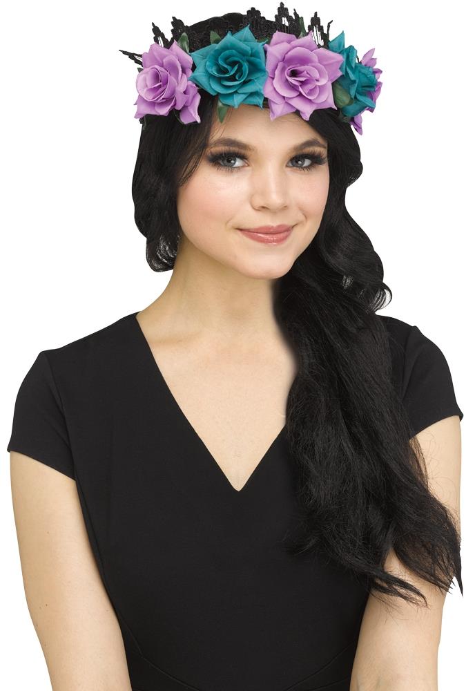 Black Purple Floral Fairy Crown Headpiece Adult Costume Accessory ...