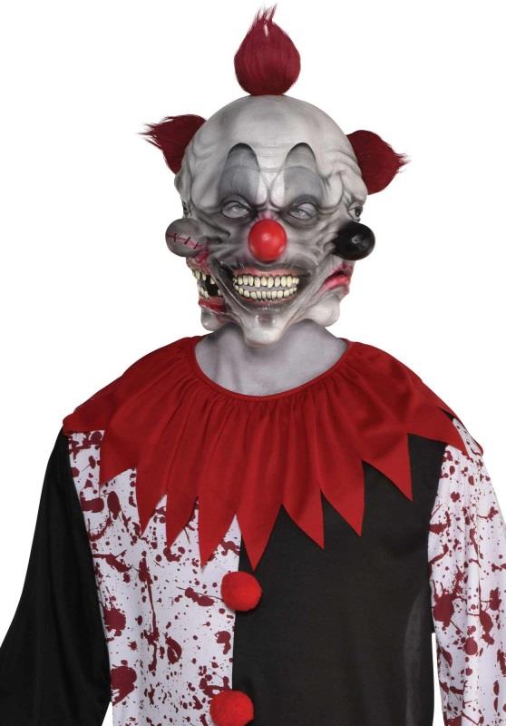 Three Headed Horror Clown Latex Adult Mask - Discount Party Supplies