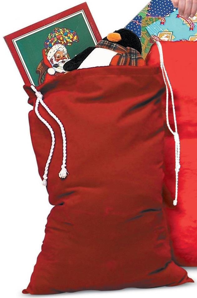 Red Velvet Santa Toy Bag Adult Costume Accessory - Discount Party Supplies