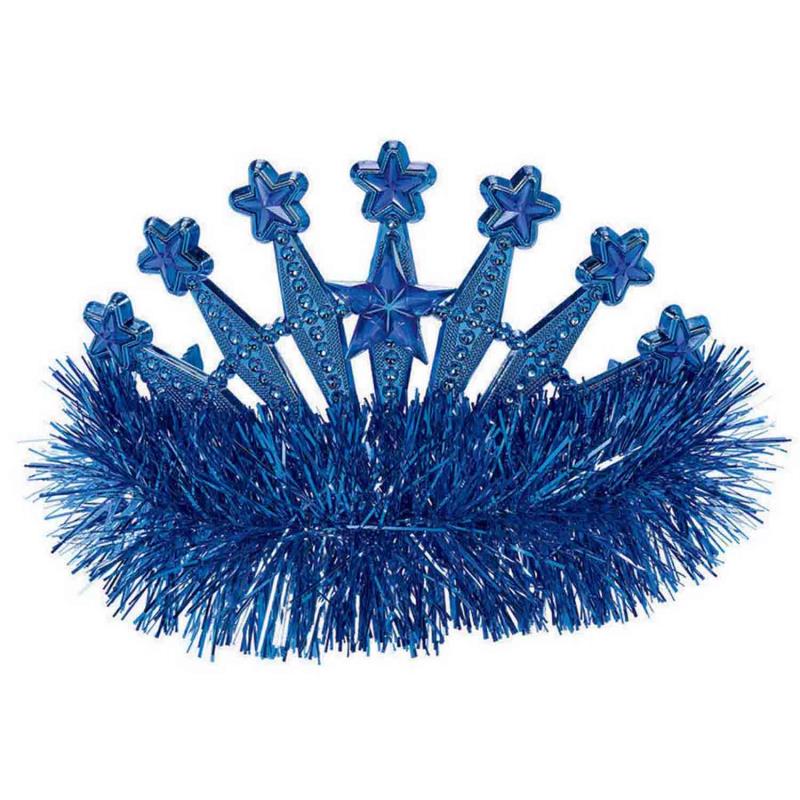 Blue Star Tiara With Tinsel - Discount Party Supplies