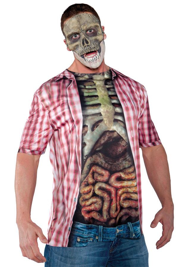 Photo Real Red Skeleton Adult Shirt - Discount Party Supplies