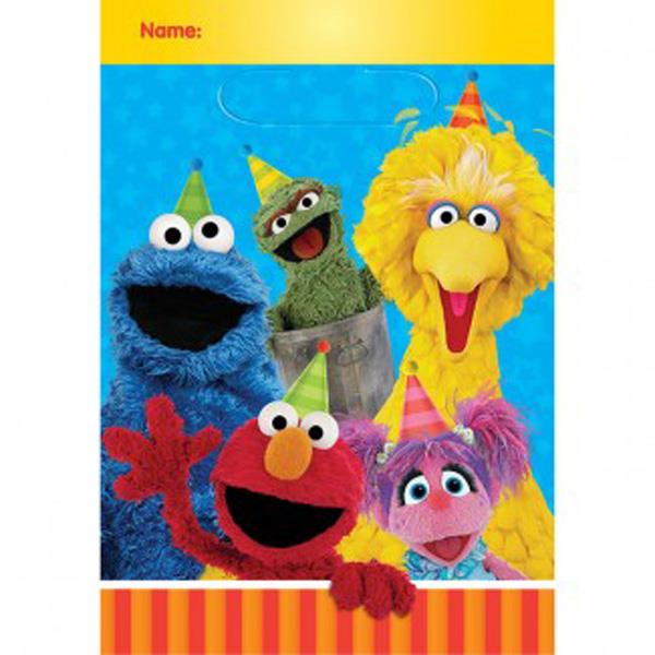 Sesame Street Group Plastic Loot Bags Pack of 8 - Discount Party Supplies