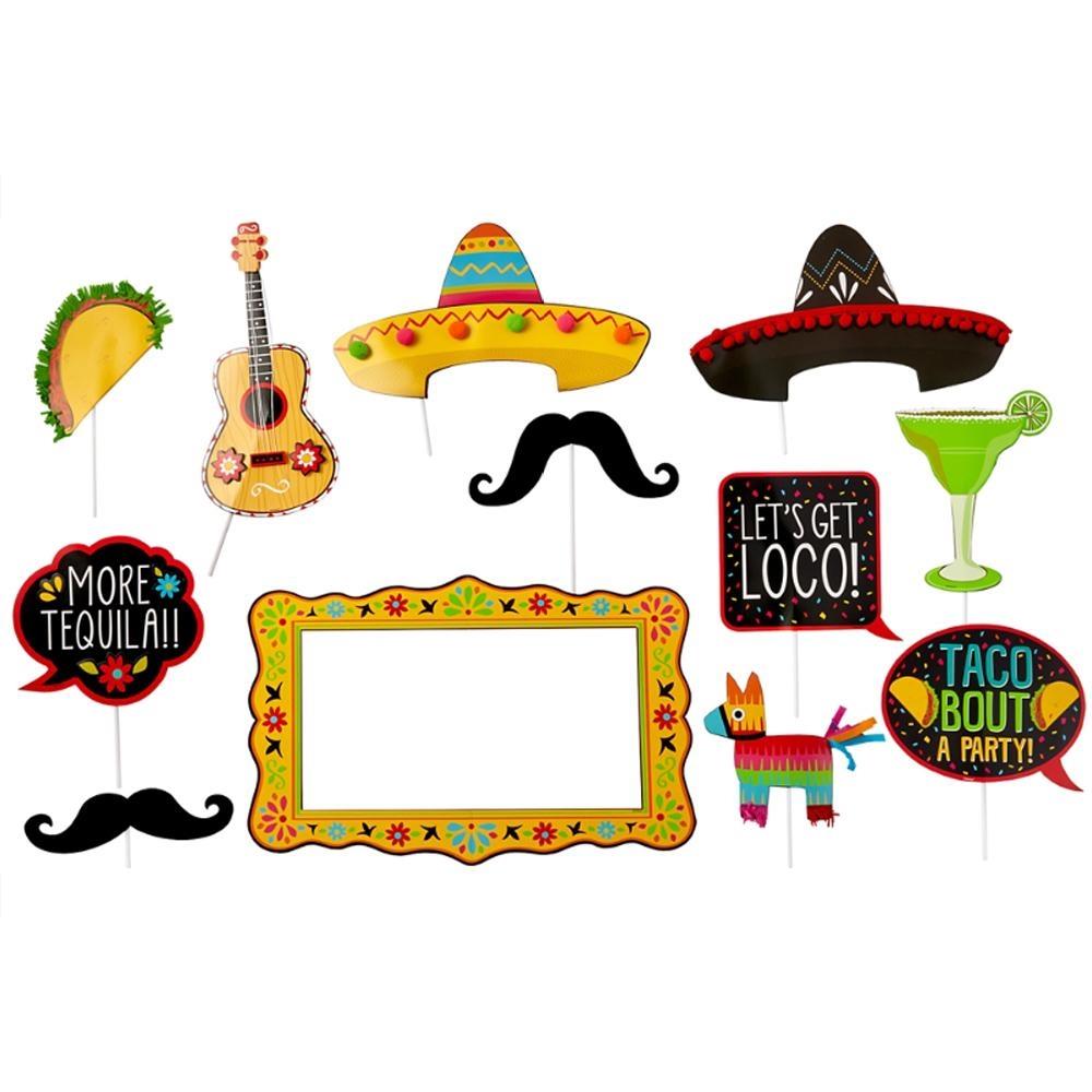 Deluxe Jumbo Mexican Photo Props Pack of 12 - Discount Party Supplies