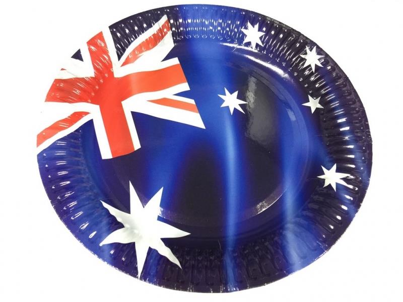 Australia 23cm Round Paper Plates Pack of 8 - Discount Party Supplies