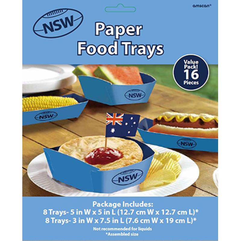 NSW State of Origin Paper Food Trays Pack of 16 - Discount Party Supplies