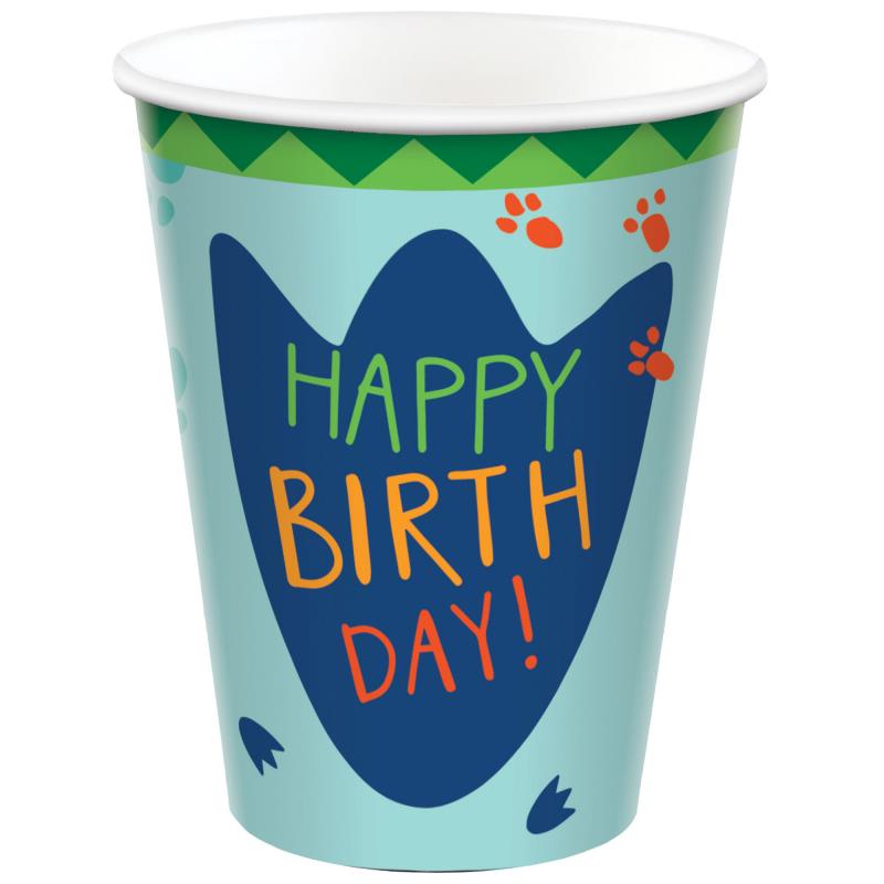 Dino-Mite Dinosaur Party Paper Cups Pack of 8 - Discount Party Supplies