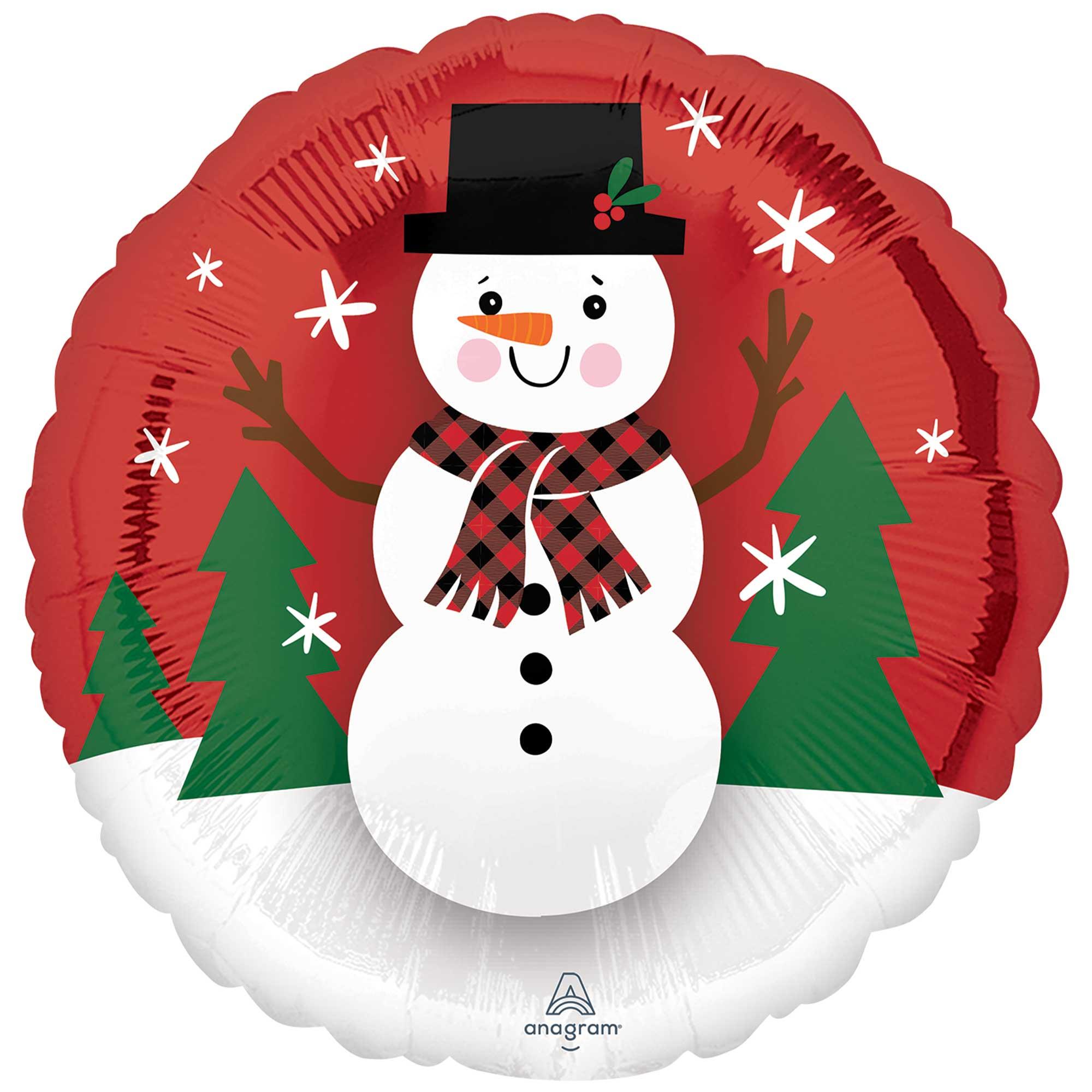 Standard 45cm Smiley Snowman Foil Balloon - Discount Party Supplies