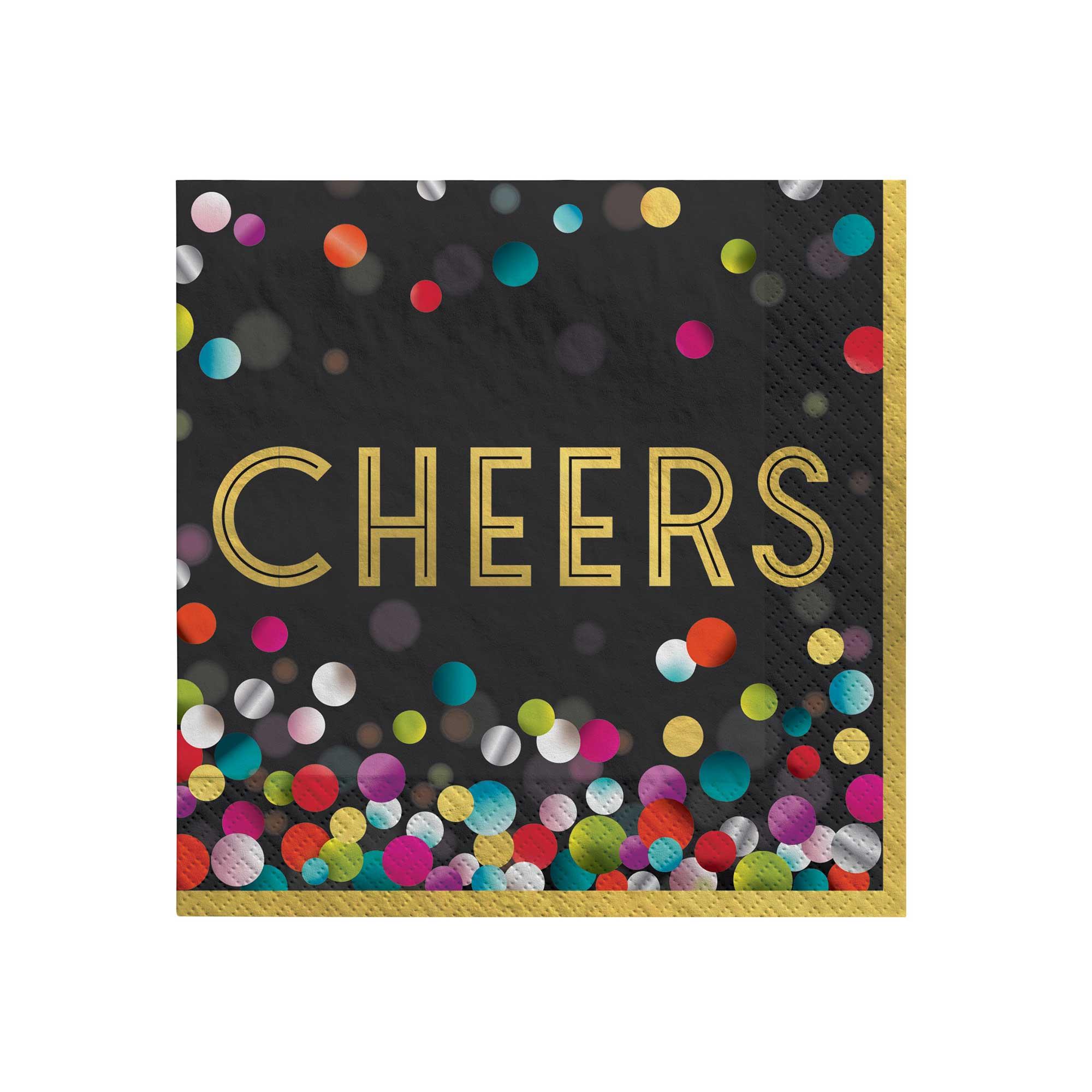 Colourful Confetti Cheers Beverage Napkins Pack of 40 - Discount Party ...