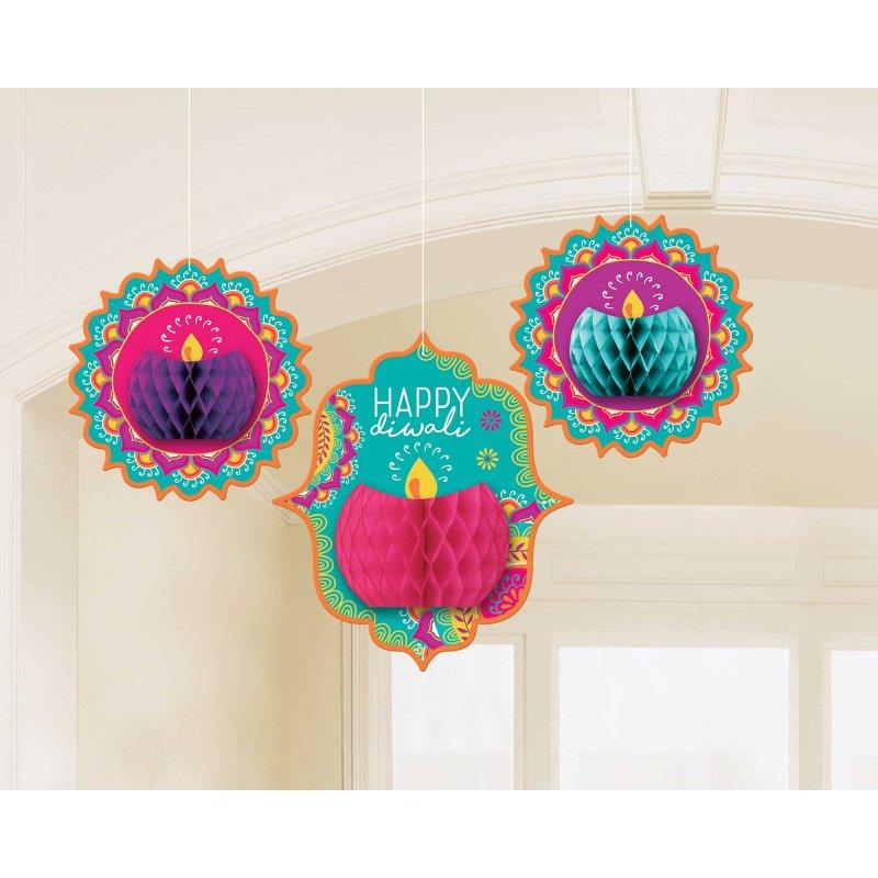 Diwali Honeycomb Hanging Decorations - Discount Party Supplies
