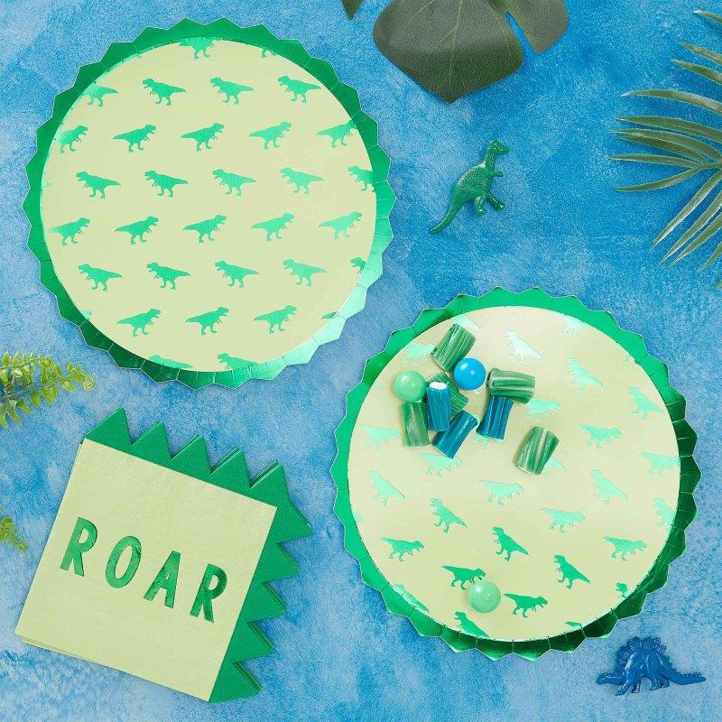 Roar Dinosaur Shaped Paper Plates Pack of 8 - Discount Party Supplies