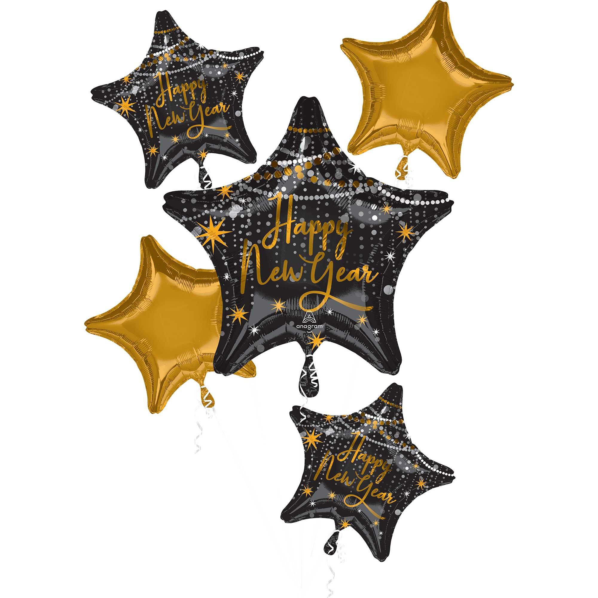 Happy New Year Midnight Hour Balloon Bouquet - Discount Party Supplies