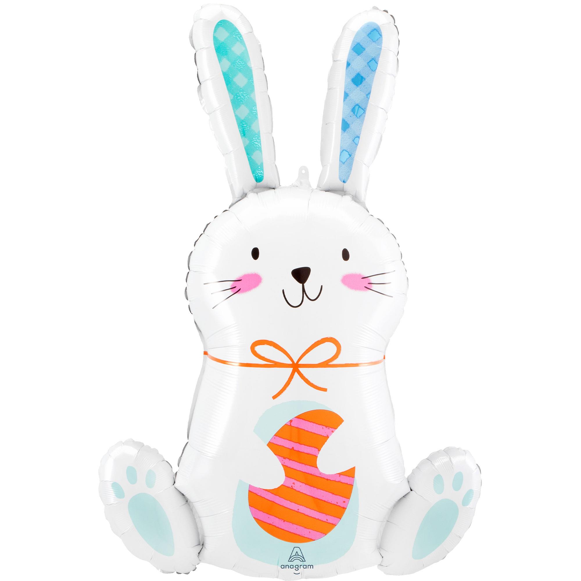 SuperShape White Funny Bunny Foil Balloon - Discount Party Supplies