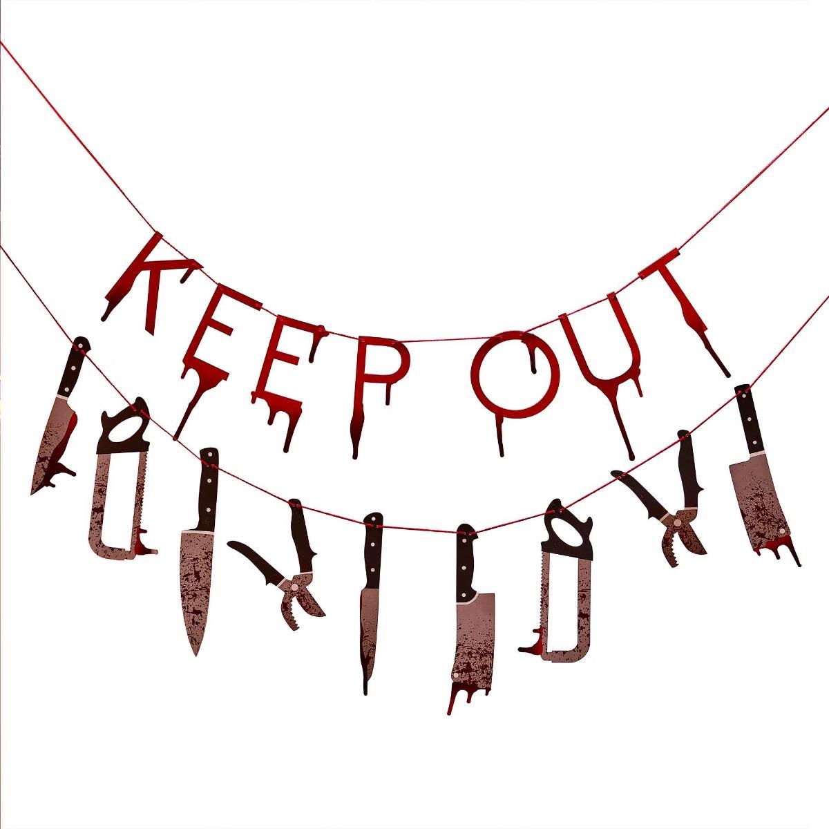 Bad Blood Halloween Keep Out Bunting Banner - Discount Party Supplies