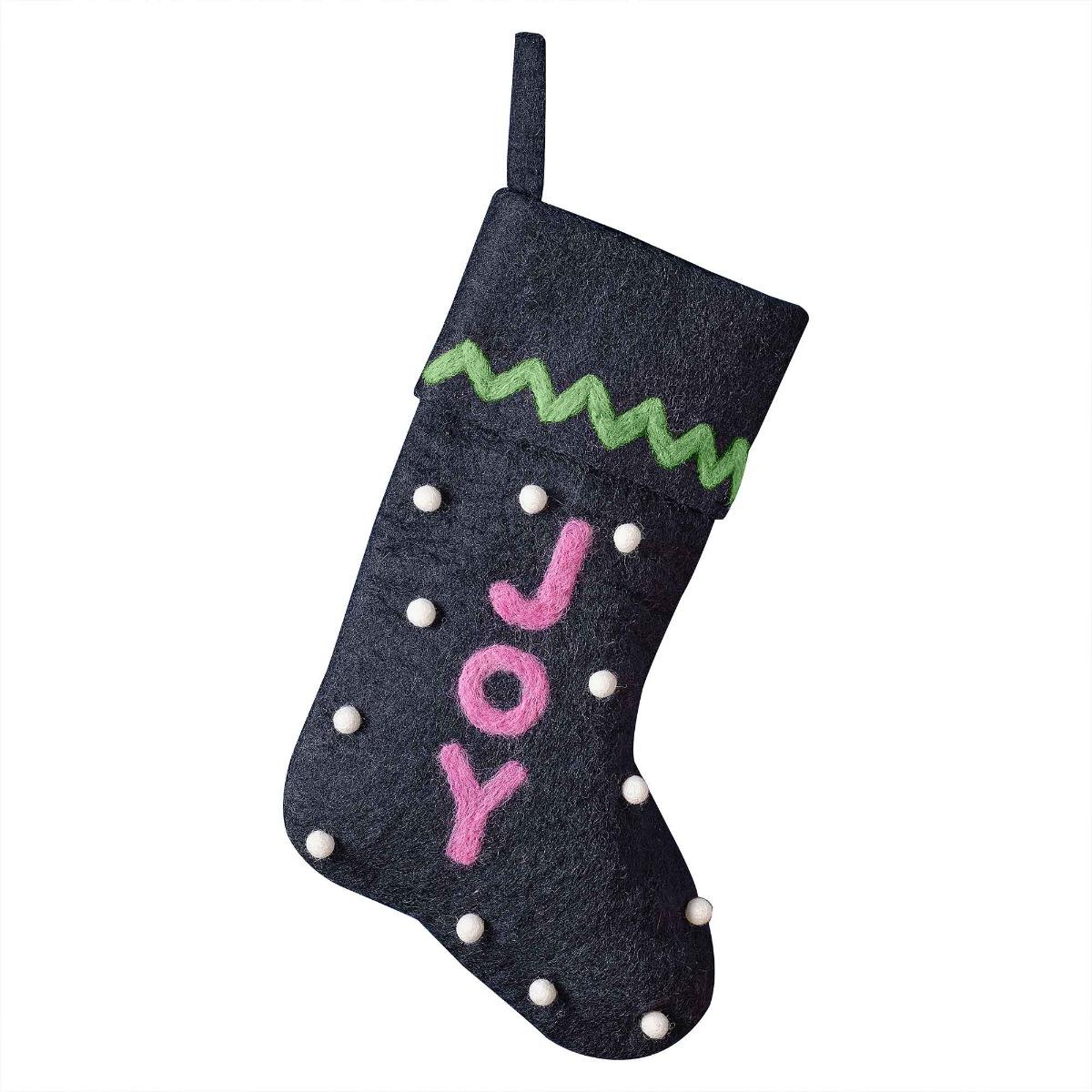 Merry and Bright Christmas Joy Felt Stocking - Discount Party Supplies
