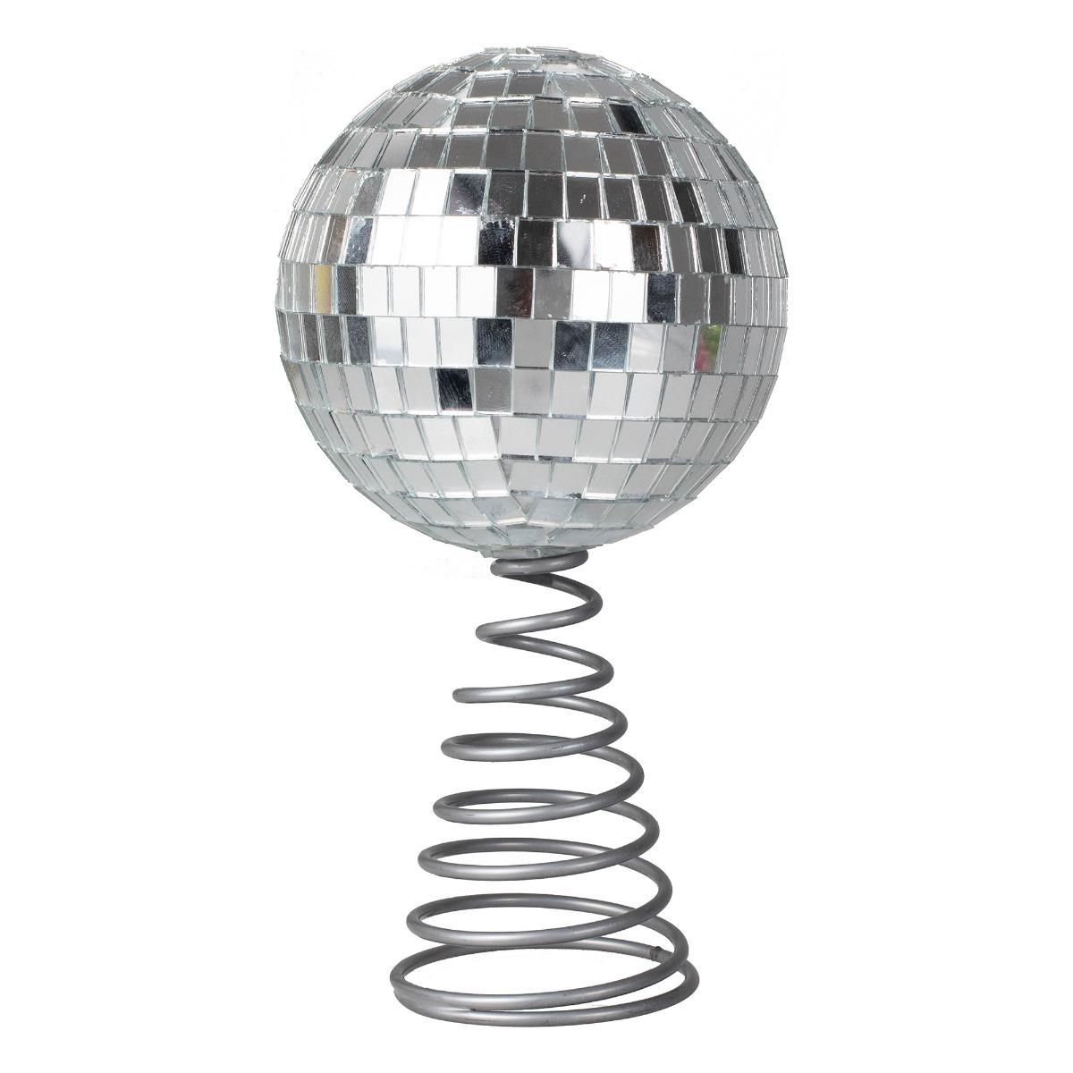 Merry and Bright Christmas Silver Disco Ball Tree Topper | Discount ...