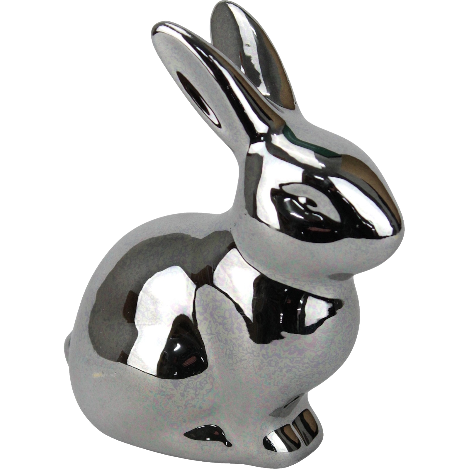 Silver Sitting Bunny Rabbit Decoration 9cm - Discount Party Supplies