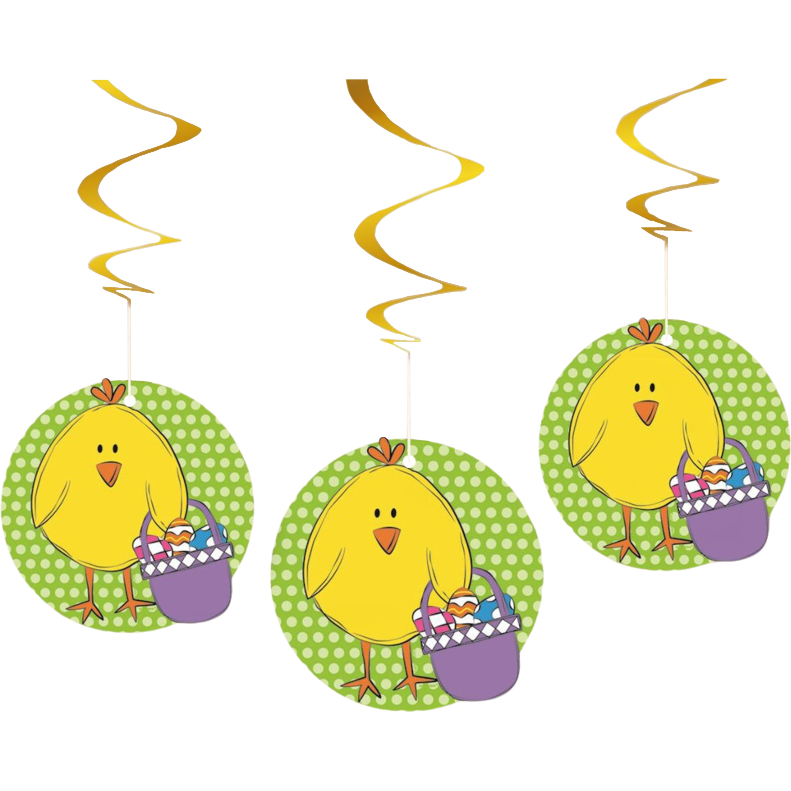 Easter Chick Swirl Decorations (Pack of 3) - Discount Party Supplies