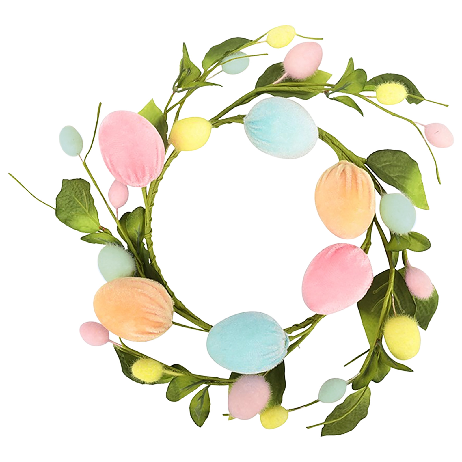 Pastel Velvet Easter Egg Wreath 20cm - Discount Party Supplies