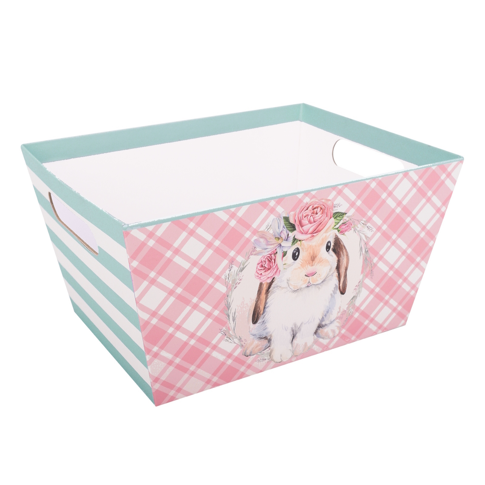 Floral Bunny Cardboard Hamper Box - Discount Party Supplies