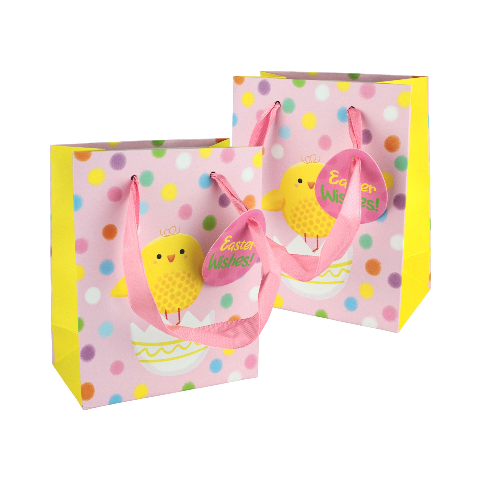 Easter Wishes Chick Gift Bags 13.7cm (Pack of 2) - Discount Party Supplies