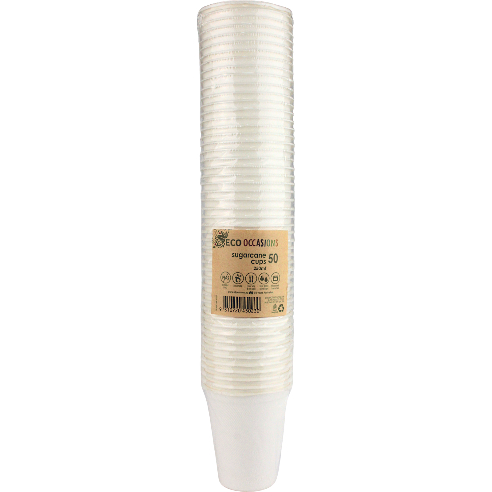 Eco White Sugar Cane Cups 250ml (Pack of 50) | Eco-Friendly Partyware ...