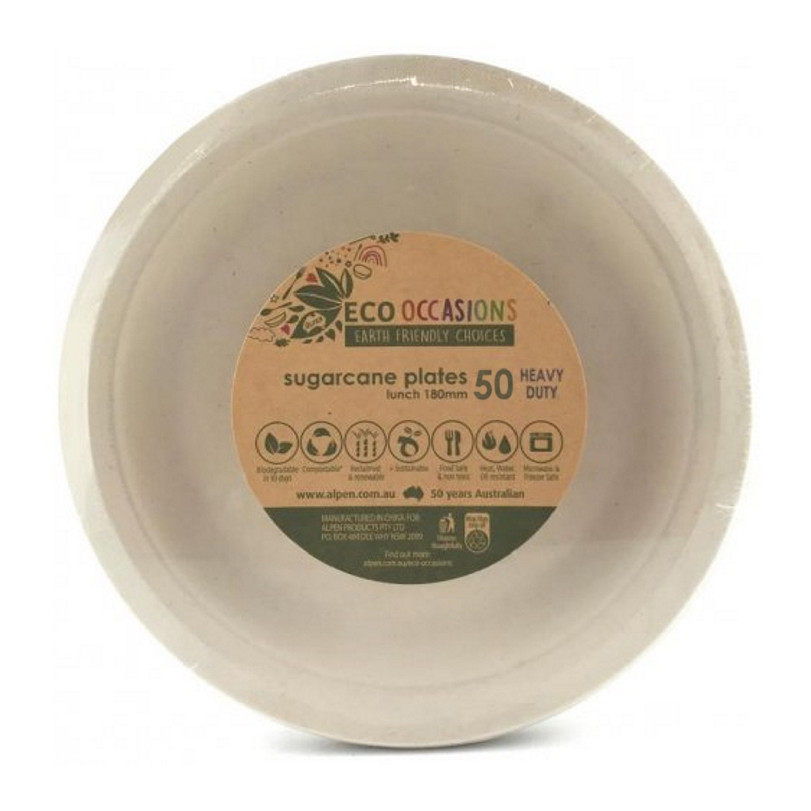 Natural Sugar Cane Small Plates 18cm (Bulk Pack of 50) | Eco-Friendly ...