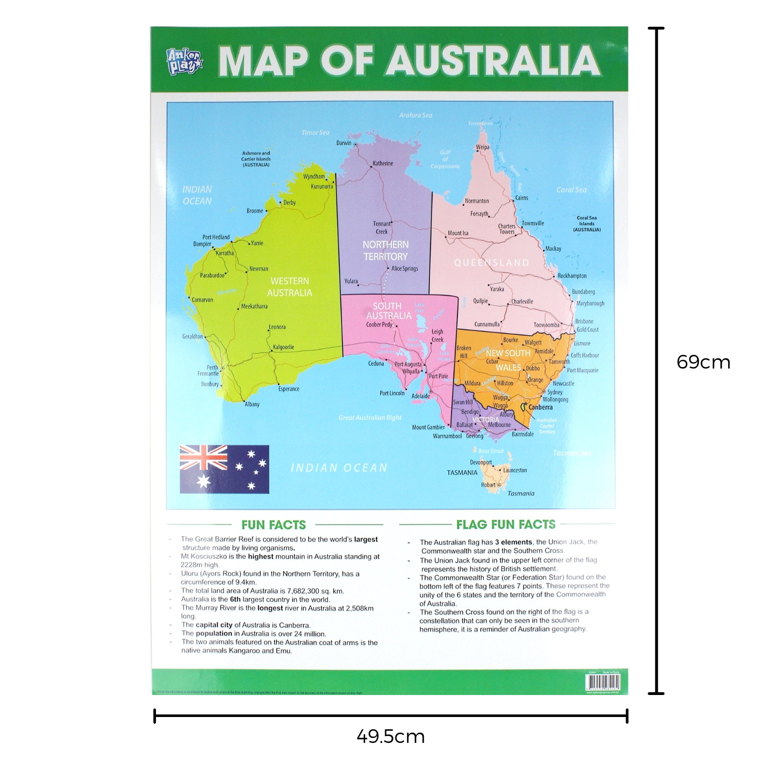 Map of Australia Educational Poster | Discount Party Supplies ...