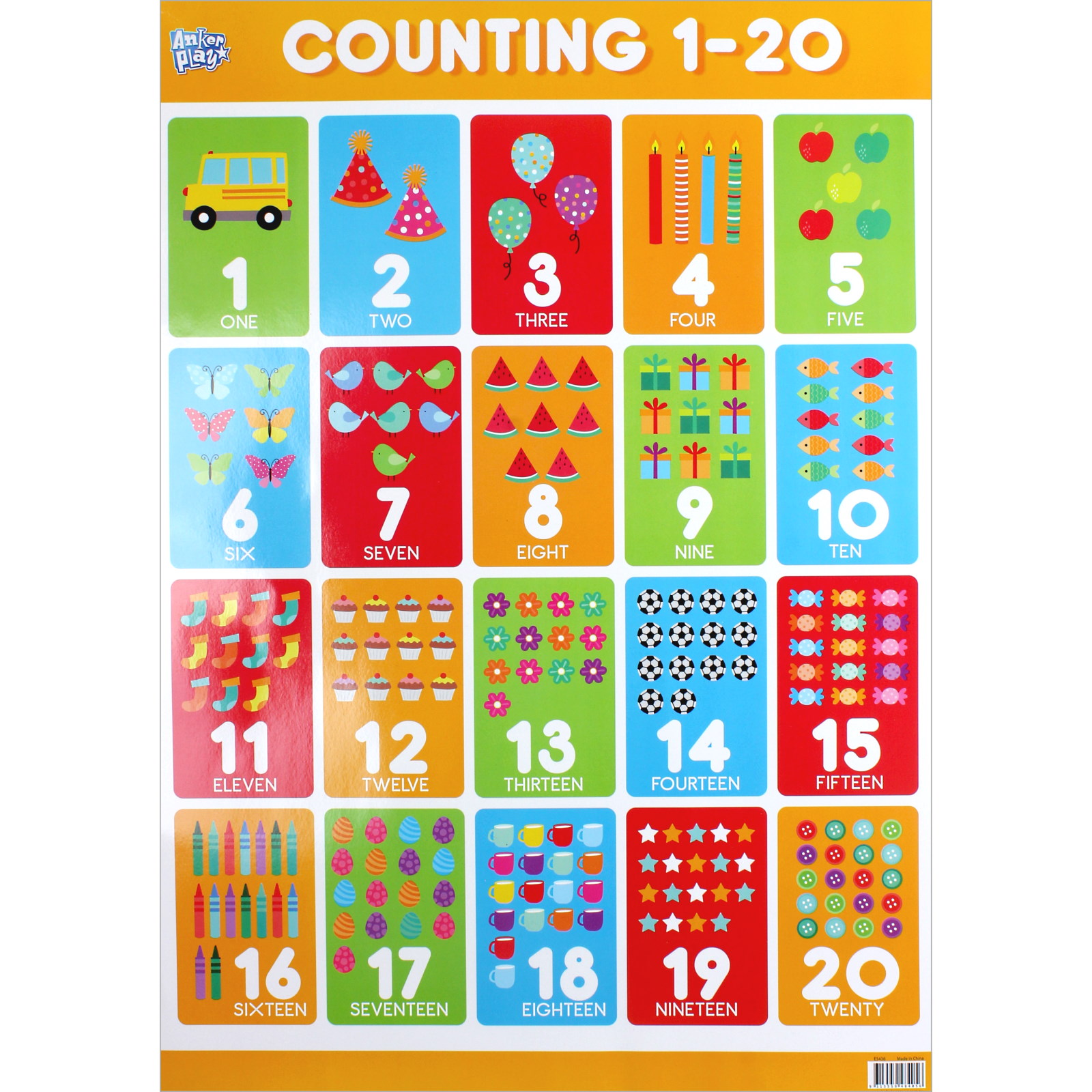 Counting Educational Poster (1-20) - Discount Party Supplies