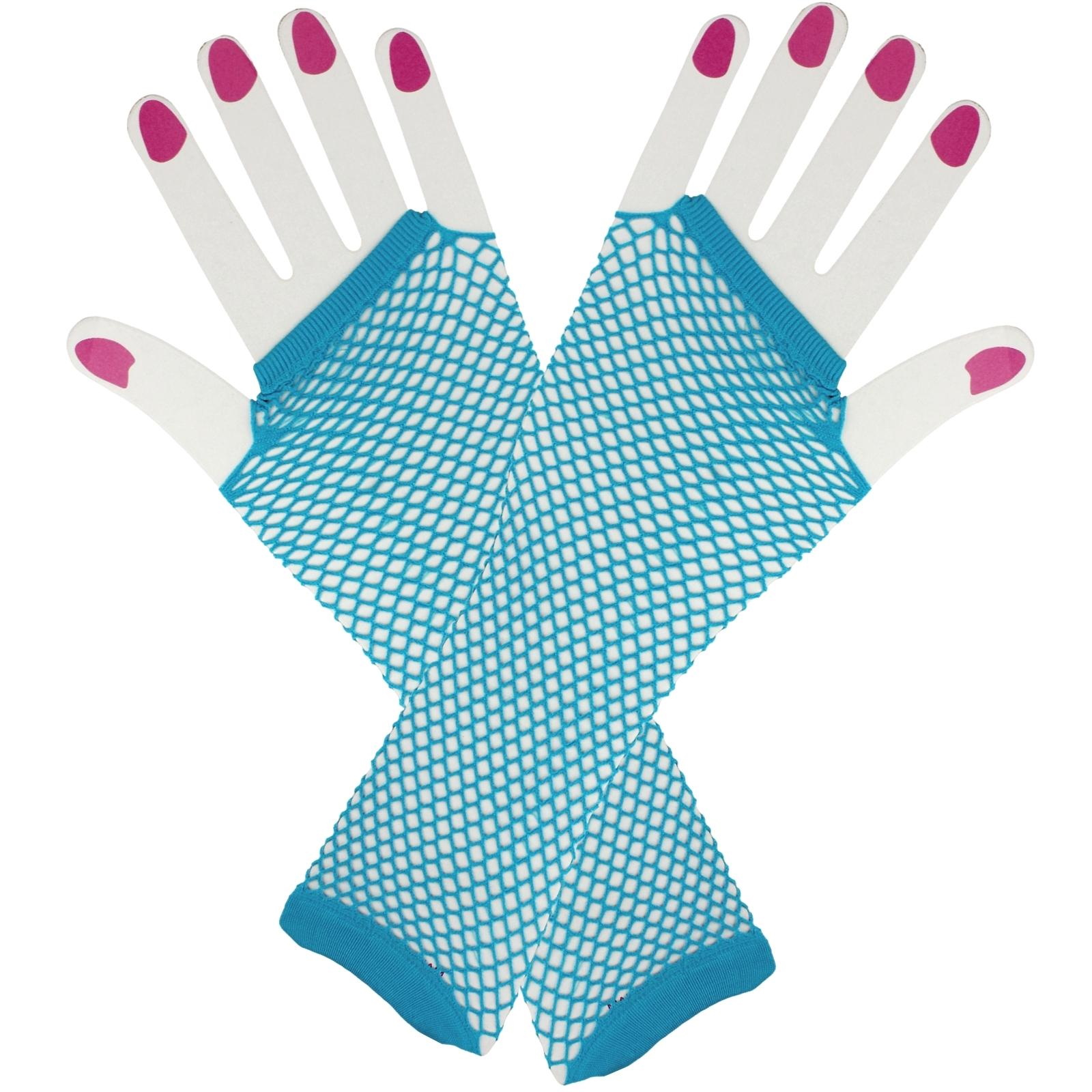 Blue Fingerless Fishnet Gloves - Discount Party Supplies
