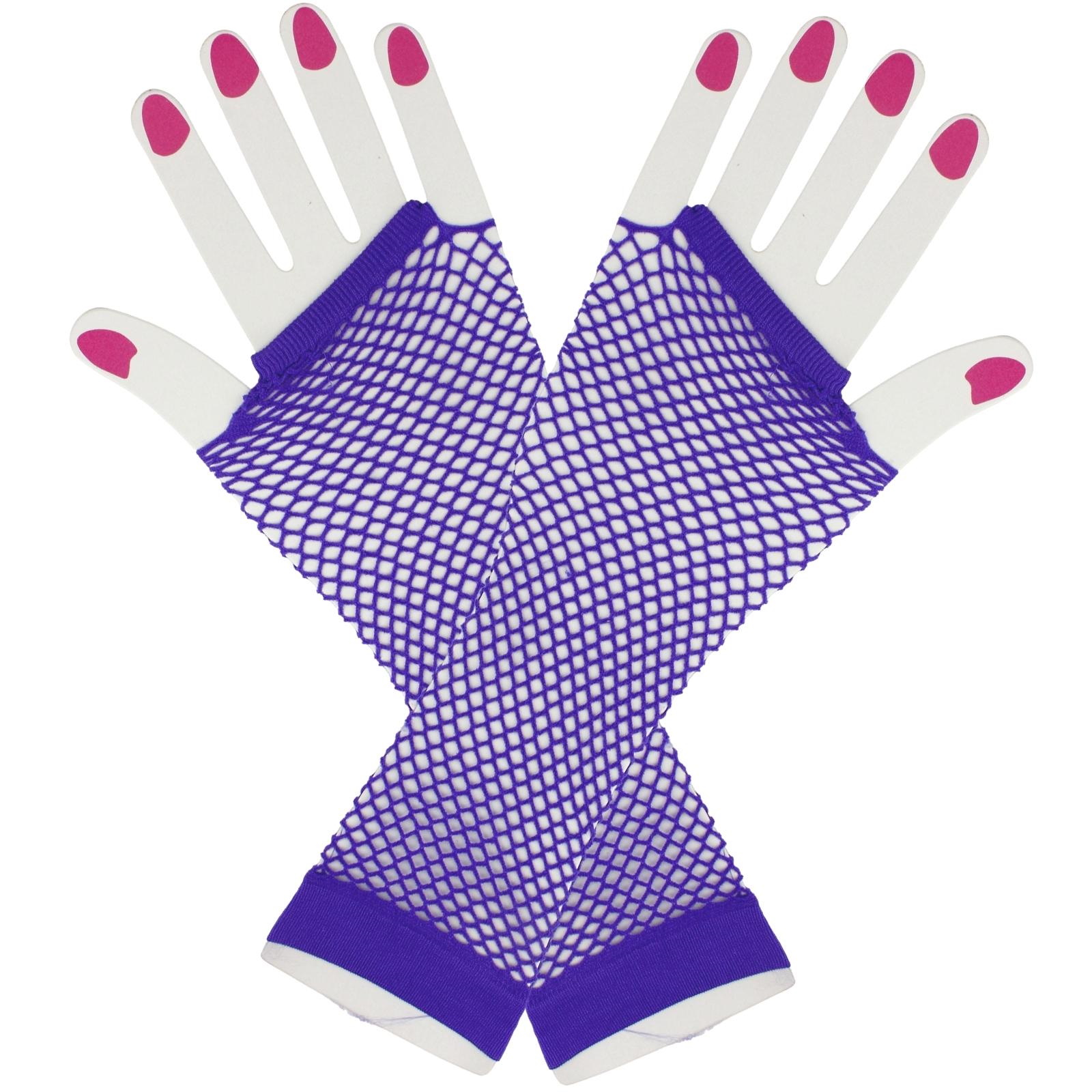 Purple Fingerless Fishnet Gloves - Discount Party Supplies