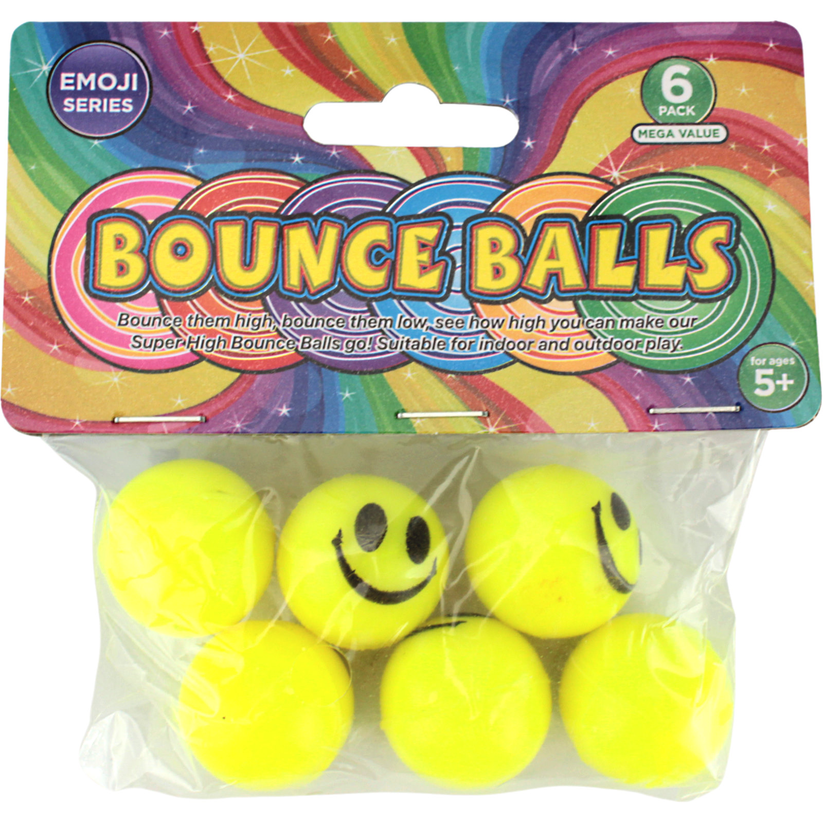 Yellow Smile Face Bounce Balls (Pack of 6) | Emoji | Boys and Girls ...