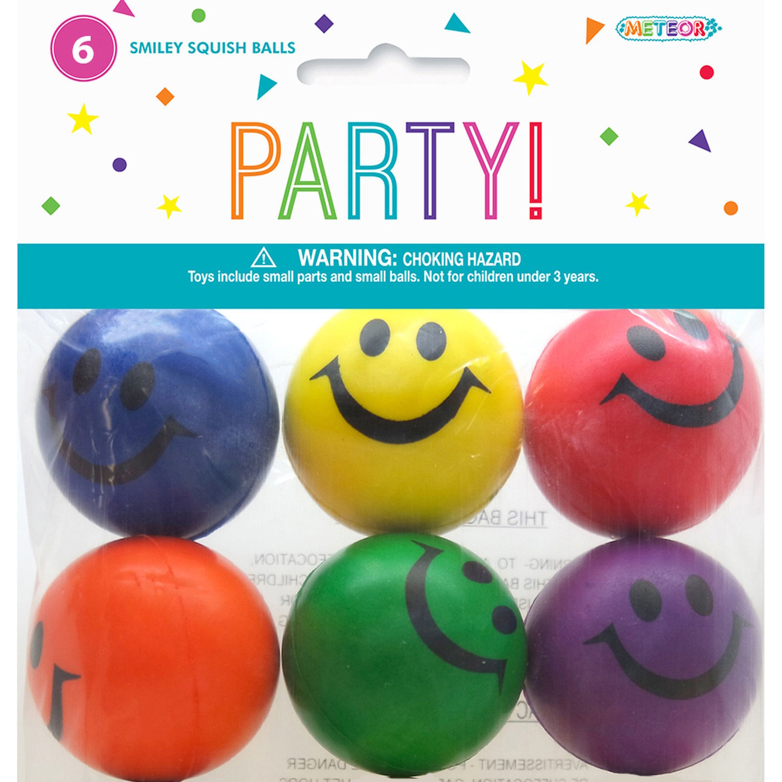 Coloured Smiley Face Squishy Balls (Pack of 6) | Emoji | Boys and Girls ...