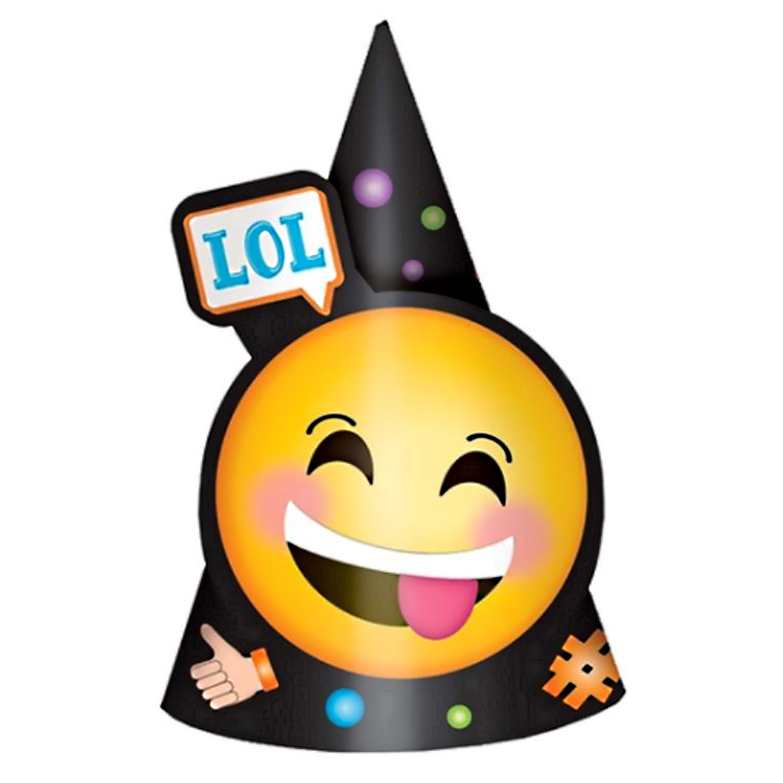 LOL Emoji Party Hats (Pack of 8) - Discount Party Supplies