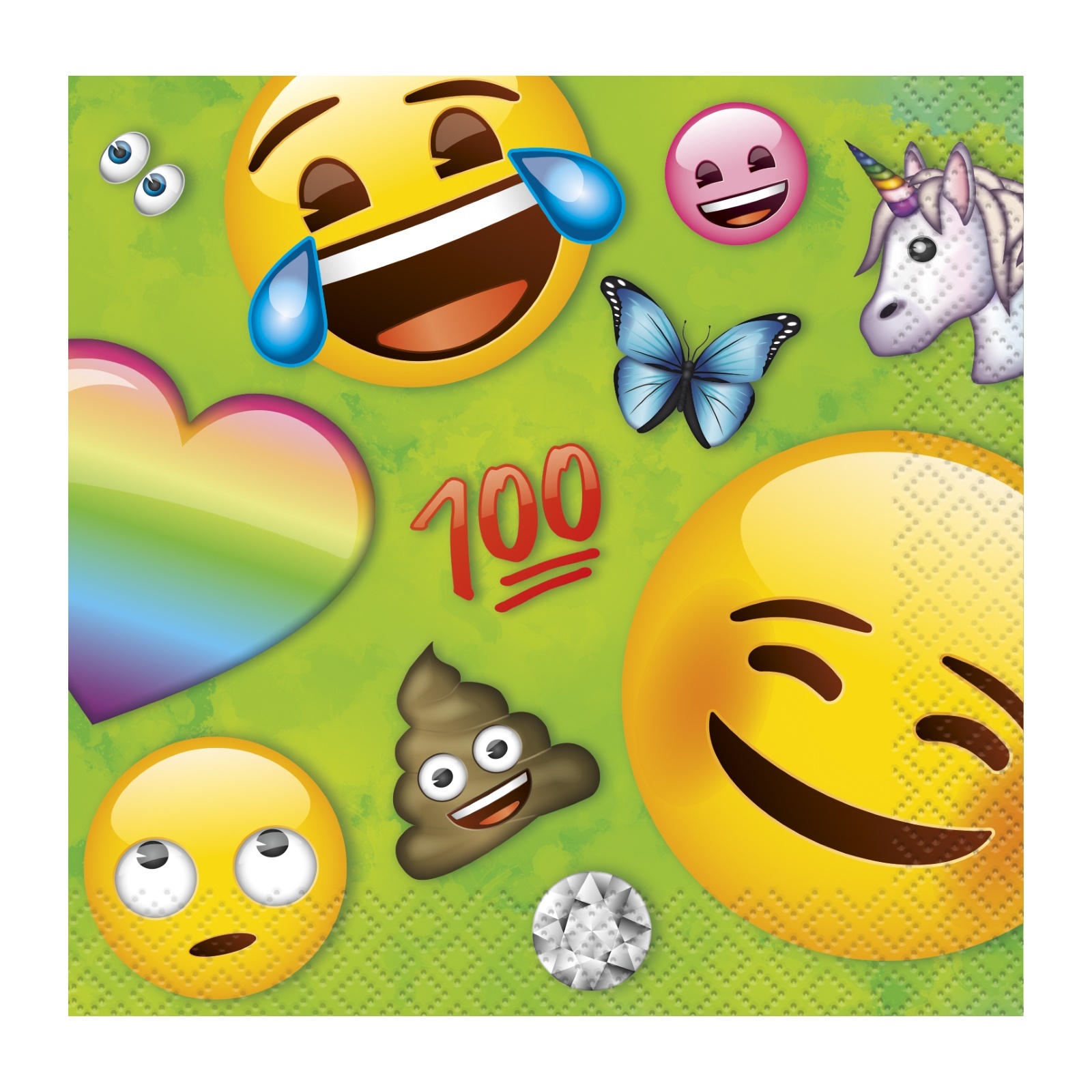 Rainbow Fun Emoji Small Napkins (Pack of 16) - Discount Party Supplies