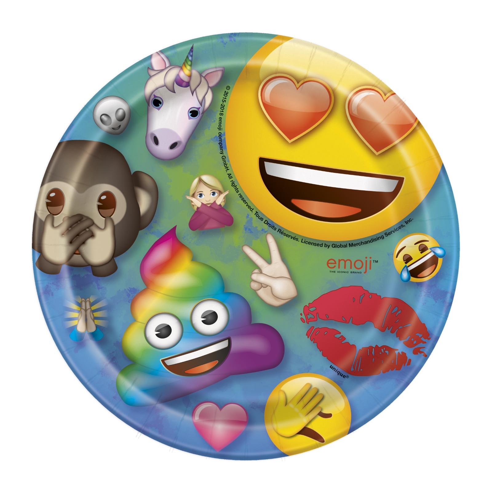 Rainbow Fun Emoji Small Paper Plates (Pack of 8) - Discount Party Supplies
