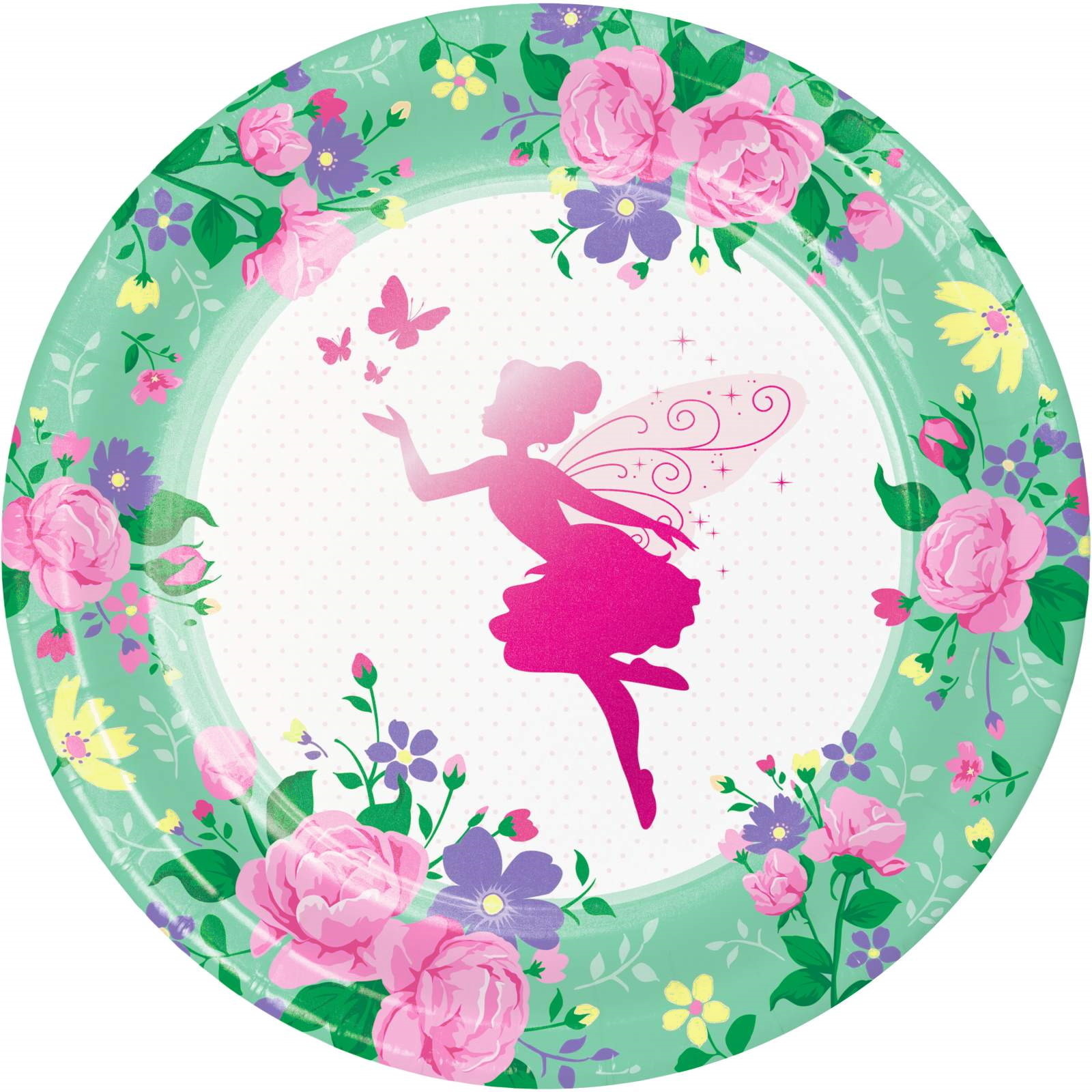 Floral Fairy Sparkle Large Paper Plates (Pack of 8) - Discount Party ...