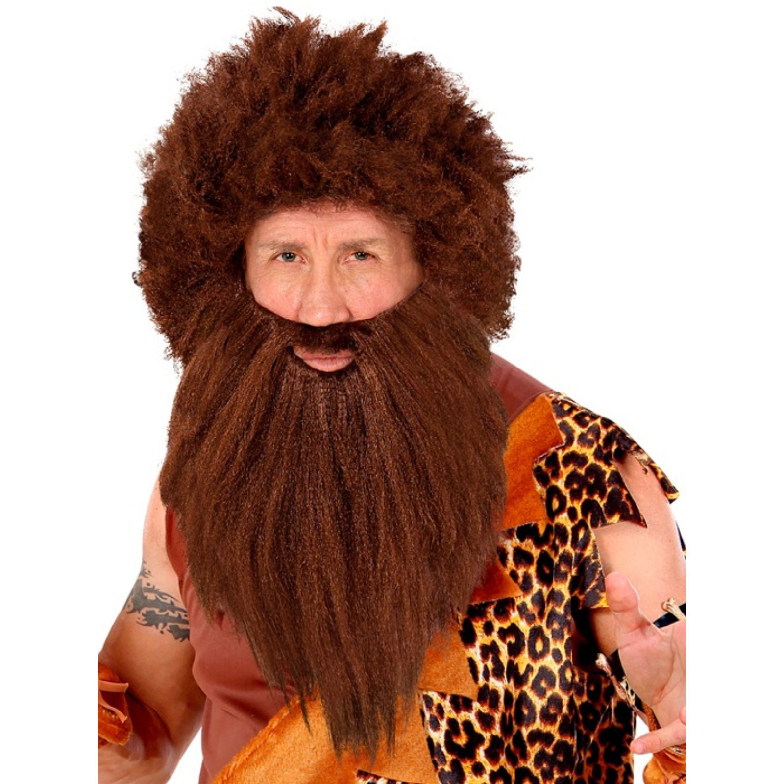 Adult Brown Caveman Wig and Beard Set - Discount Party Supplies